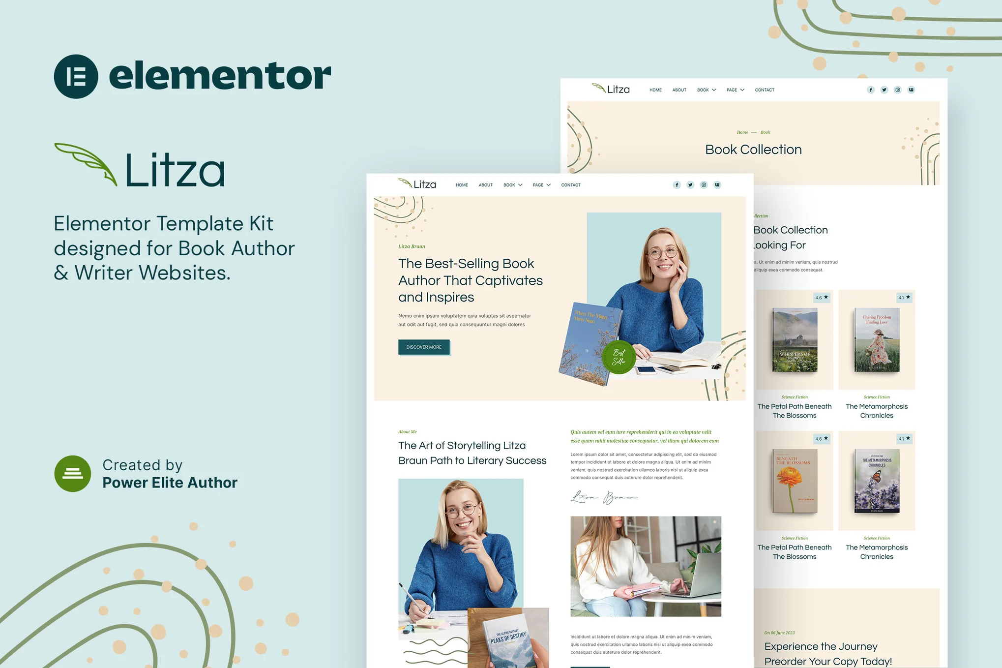 Litza – Book Author & Writer Elementor Template - ePromium